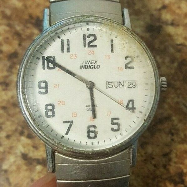 Vintage Timex Watch w/ Date indicator Indiglo CR 2012 Cell stainless ...