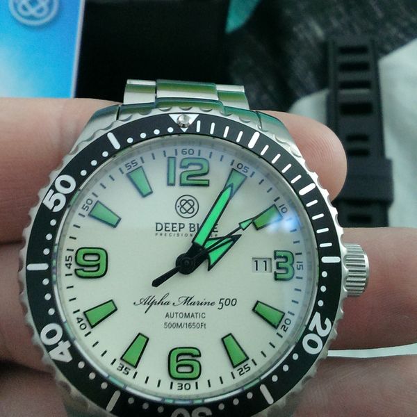 FS: Deep Blue Alpha Marine 500 dive watch. Full lume dial !! | WatchCharts Marketplace