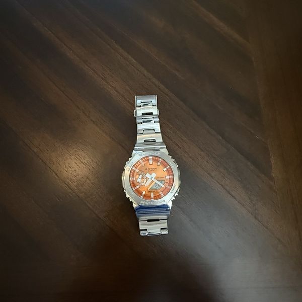 Casio G-Shock G-Steel 2100 Series Quartz Analog-Digital Orange Dial Men ...