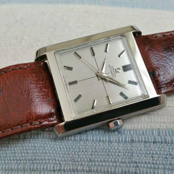 Vintage rare Omega Tank automatic watch, 18k solid white gold, 571-3999 ...