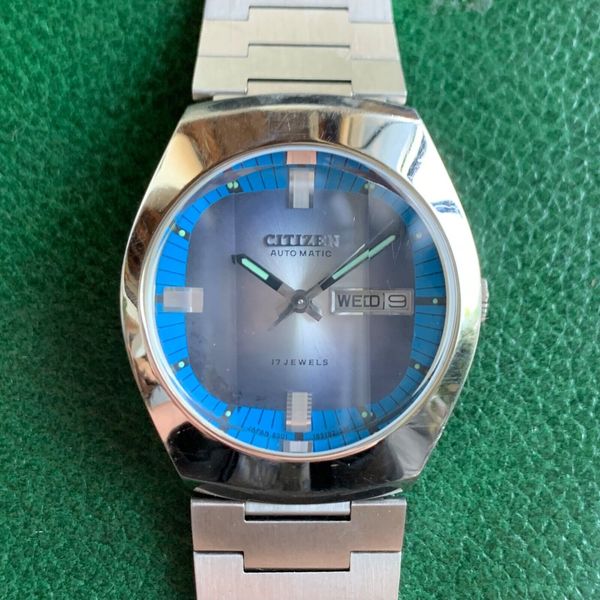 Vintage 70's Citizen Automatic Day Date Blue Dial Wristwatch - Mint OG ...