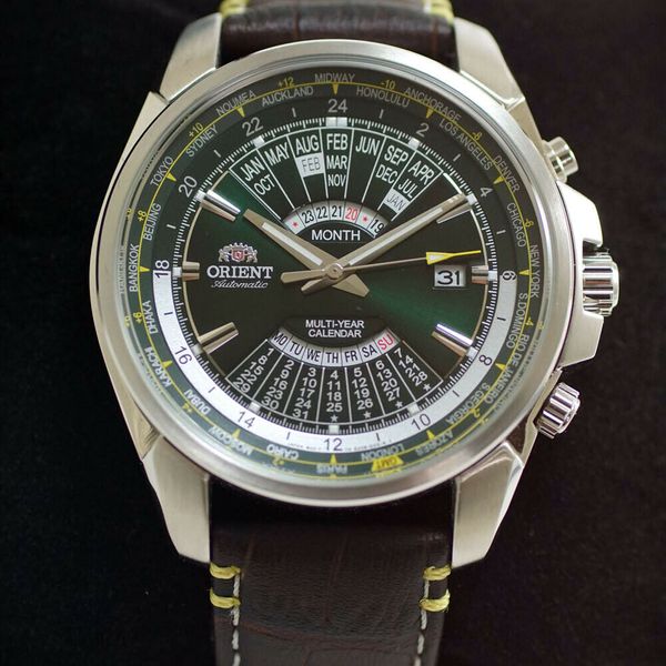ORIENT Multi Year Calendar World Time Automatic Green Dial Watch ...