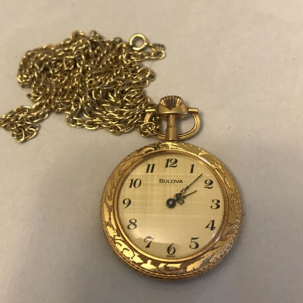 Bulova pocket watch Pendant necklaces 29” Long/untested | WatchCharts ...