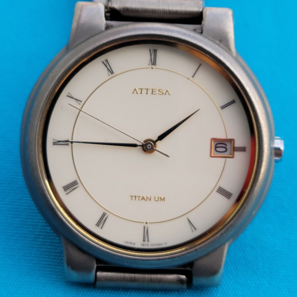 Vintage Citizen Attesa Titanium 3810-451716 Quartz Slim Rare Men's ...