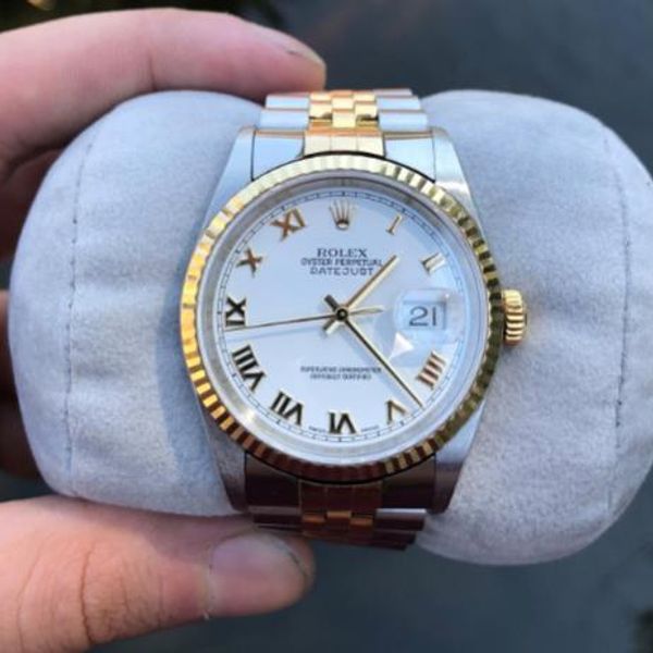 FS: Rolex Datejust 16233 K Serial (2001) No Holes Roman Dial w ...