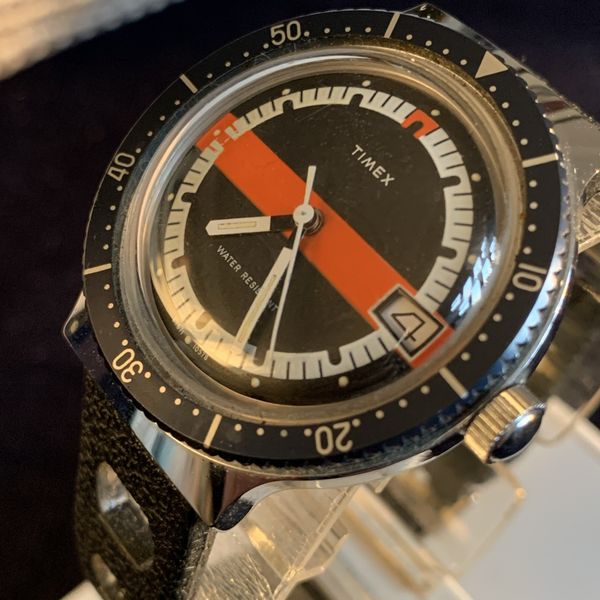 Original Timex Marlin Orange Stripe Divers Watch -1978 - Excellent Cond ...