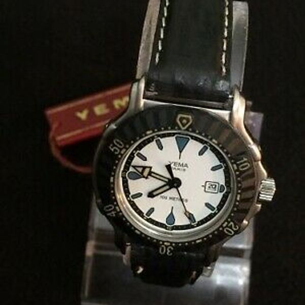 Yema Paris,100 M, Ladies Watch White Face Date, Genuine Yema Leather ...