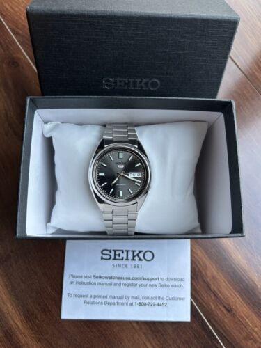 Seiko 5 Sports SNXS79 Men Gray Sunburst Datejust Automatic Watch 7S26 ...