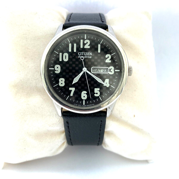 Citizen Eco Drive Day & Date 100MT WR Leather Strap Watch E101-S025451 ...