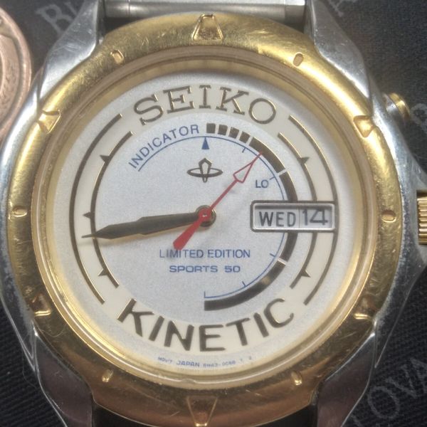 New Capacitor Seiko Kinetic 5M45-0B89 Limited Edition Sports 50 Mens ...