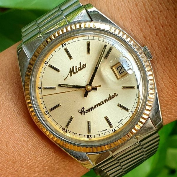 MIDO COMMANDER DATEJUST 8267 TWO TONE GOLD DIAL SWISS AUTOMATIC MENS ...