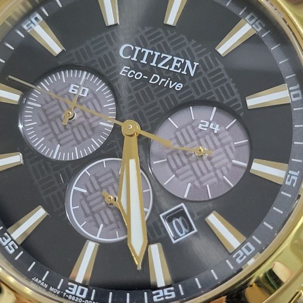 MSRP $550â Citizen Eco-Drive Peyten Gold Tone black Dial Chrono Date Men's Watch | WatchCharts ...
