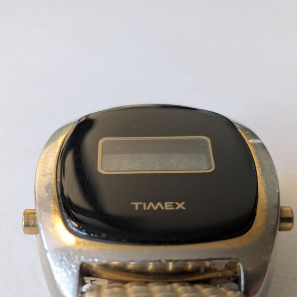 Vtg Timex SSQ Digital Watch Gold Black 10k RGP Band Light Early LCD ...