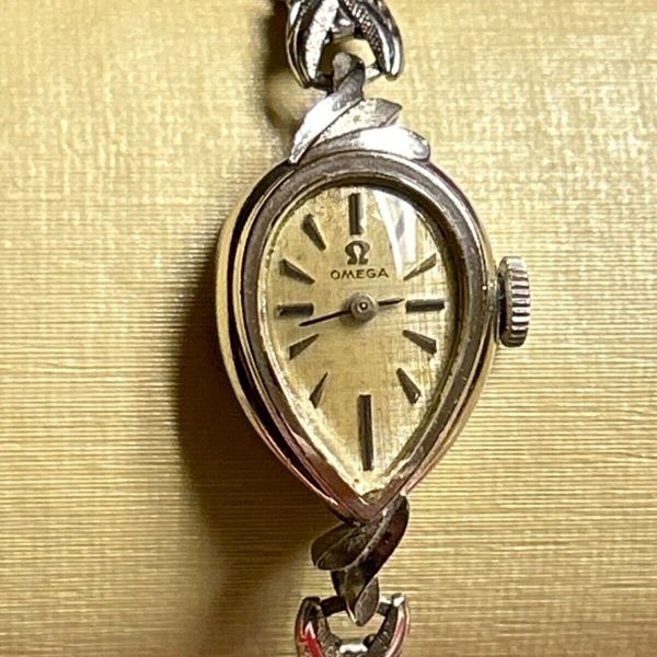 Vintage Omega 14k GF Woman's Ladies Chrome Teardrop Watch Wristwatch ...