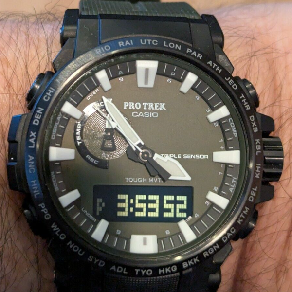 Casio Green Analogue-Digital Watch Protrek PRW-61Y-3ER. Solar Powered ...