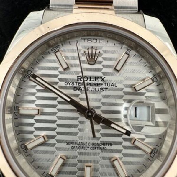2023 Rolex 126301 41 Silver Fluted Bar Dial RG/Steel Oyster Watch new ...