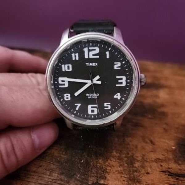 Timex Easy Read Watch - Black Face w/ White Numbers & Silver Case w ...