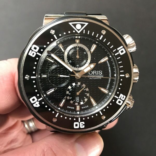 Oris Pro-Diver 1000m Titanium Black Dial Automatic Chronograph Watch ...