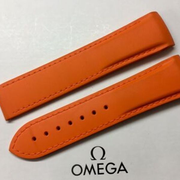 Genuine Omega 22mm Orange Planet Ocean Rubber Deployment Strap Ref ...