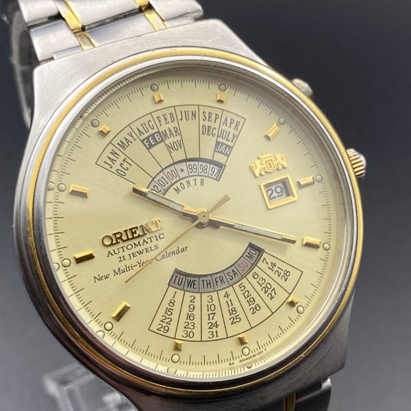 Vintage Orient College 80s Perpetual Multi Year Calendar Mens Watch ...
