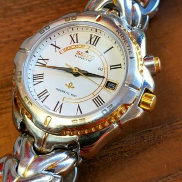 Seiko Sports 100 Kinetic Indicator Womens Watch 3M22-0C09 Japan ...