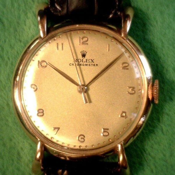 VINTAGE 1947 OVERSIZE 18K ROSE GOLD ROLEX CHRONOMETER MODEL 4488 ...