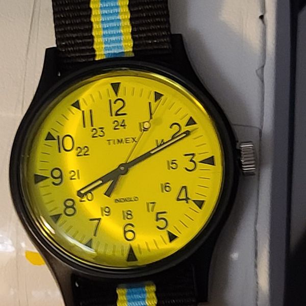 Timex MK1 Aluminum California 40 mm Yellow Dial Watch TW2T25700 Indiglo ...