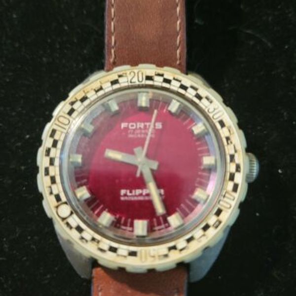 FORTIS ELOGA FLIPPER VINTAGE DIVER WATCH ROTATING BEZEL HAND WIND ...