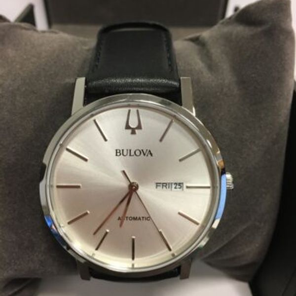 BULOVA Classic Automatic Silver Dial Leather Men's Watch - 96C130 MSRP ...