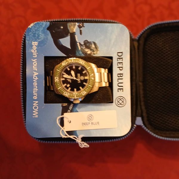 Deep Blue Pro Sea automatic 1000m divers black dial and green bezel ...
