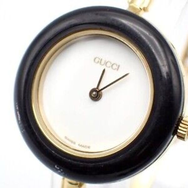GUCCI Change Bezel Bangle Watch Only Quartz Gold Bangle Authentic ...