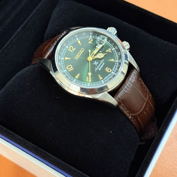 SEIKO Prospex Alpinist SPB121 Automatic Watch Green Dial Leather Strap ...