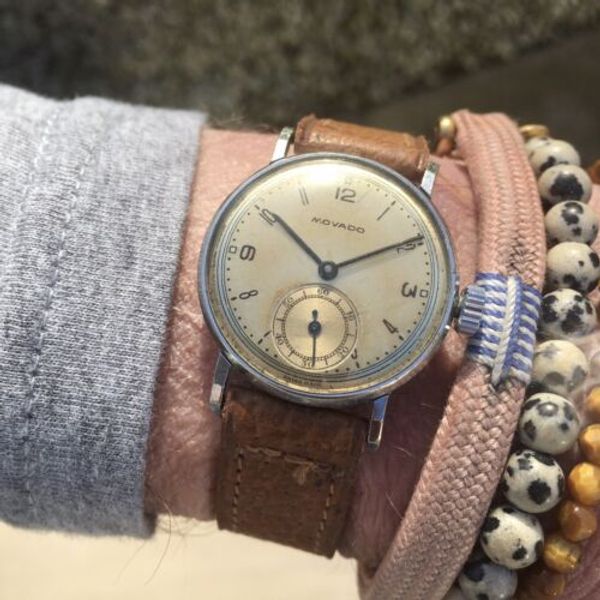 Nice vintage 1940's Movado cal 75 15J radial dial military type watch ...
