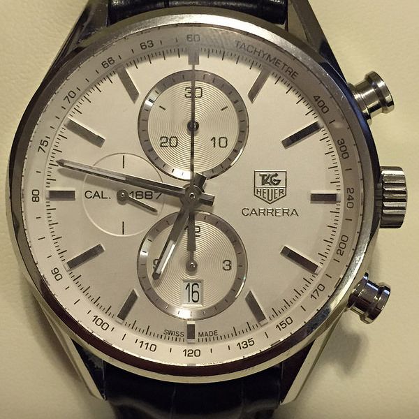 TAG Heuer Carrera Cal. 1887 Chronograph CAR2111 Silver Tachymetre Dial ...