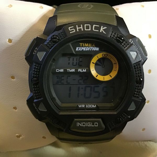 Timex Men's T49975 Expedition Shock Watch Black Case/Green Strap New ...