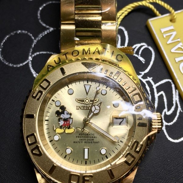 INVICTA DISNEY LIMITED EDITION MICKEY MOUSE PRO DIVER GOLD 40MM SEIKO ...