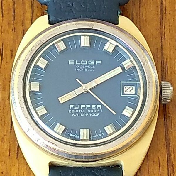 Mens Large Vintage Diver Eloga Fortis Flipper Olympics 17 J 600 FT ...