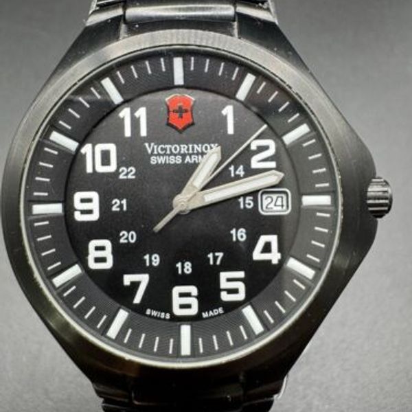 Victorinox Swiss Army Base Camp Watch Black Dial & Stainless Bracelet ...