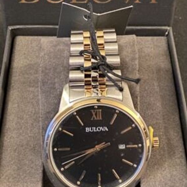 NIB Bulova Men's Classic Two-Tone Stainless Steel Bracelet Watch 98B374 ...