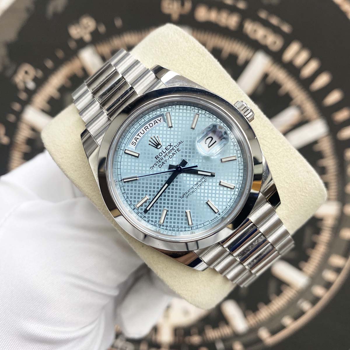 FS: Rolex 2022 MINT Day-Date 40mm Ice Blue Motif Dial 228206 | WatchCharts