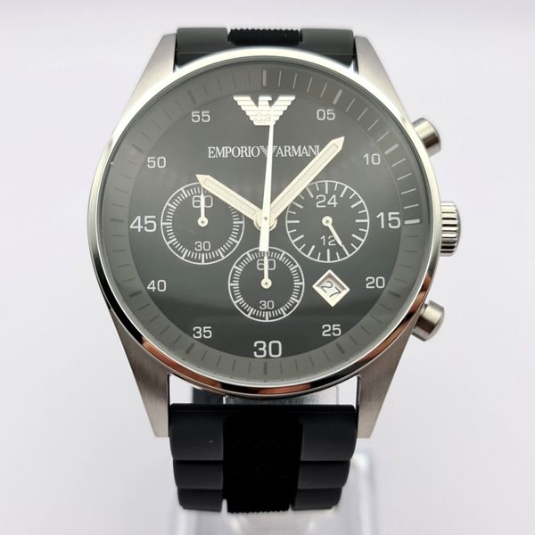NEW GENUINE EMPORIO ARMANI SPORTIVO AR5866 BLACK DIAL SILICONE STRAP ...