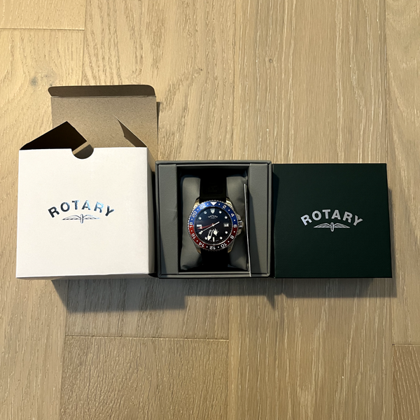 Rotary Seamatic Automatic GMT (42mm) Black Dial / Black Silicone ...