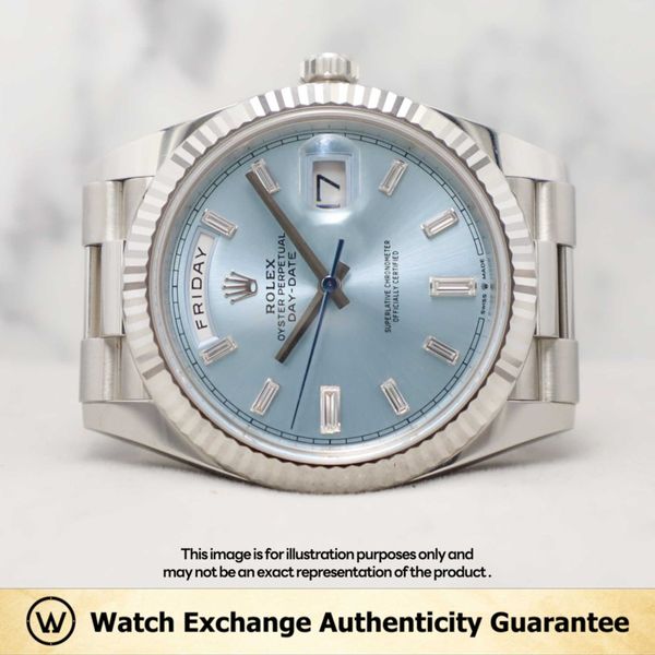 New Feb 2025 Rolex Daydate President 228236 Ice Blue w Baguette ...