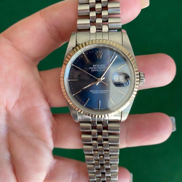 Mens Rolex Datejust Stainless Steel Watch Jubilee with Submariner Blue ...