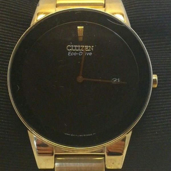 Citizen Eco-Drive Watch Model# J165-S091250 - Gold Tone Black Dial ...