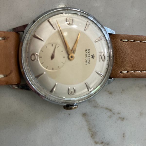 Vintage Rolex Marconi 35mm two tone dial, nickel plated case. Working ...