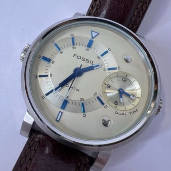 Fossil Men's Brown Leather Dual Time Analog Watch FS-4338 Arkitekt ...