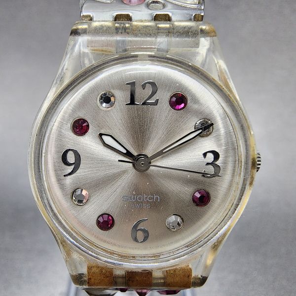 Swatch Menthol Tone Watch Women 25mm Silver Dial Skeleton Case Round ...