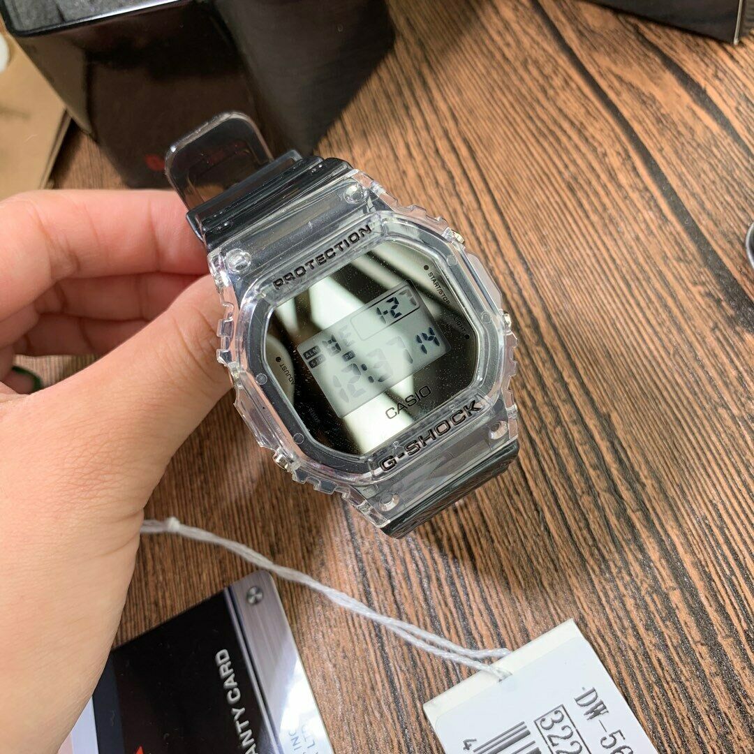 NEW G-Shock DW5600SK-1 Digital Clear Gray Resin Strap Men's Watch ...