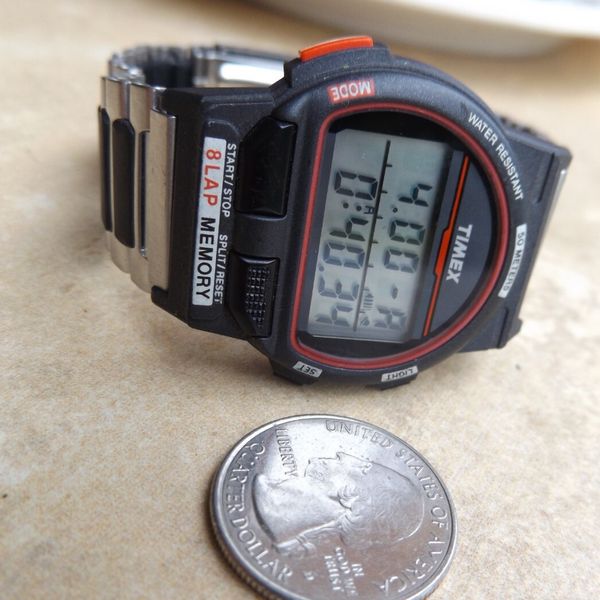 Timex MINT RED TRIATHLON MENS 36MM NEW STRAP & BATTERY AMBER LIGHT OG ...